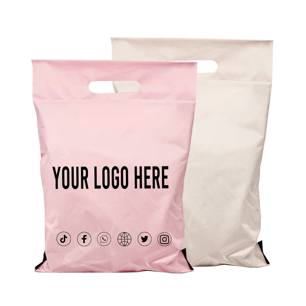 Jual 50pcs Custom Bags Handle Bags Self-Seal Adhesive Storage Bag ...