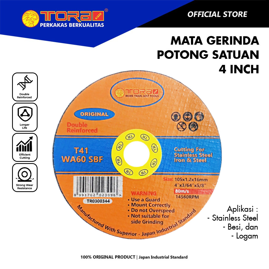 Jual TORA Mata Gerinda Potong 4 Inch WA60 SBF T41 - Mata Batu Potong ...