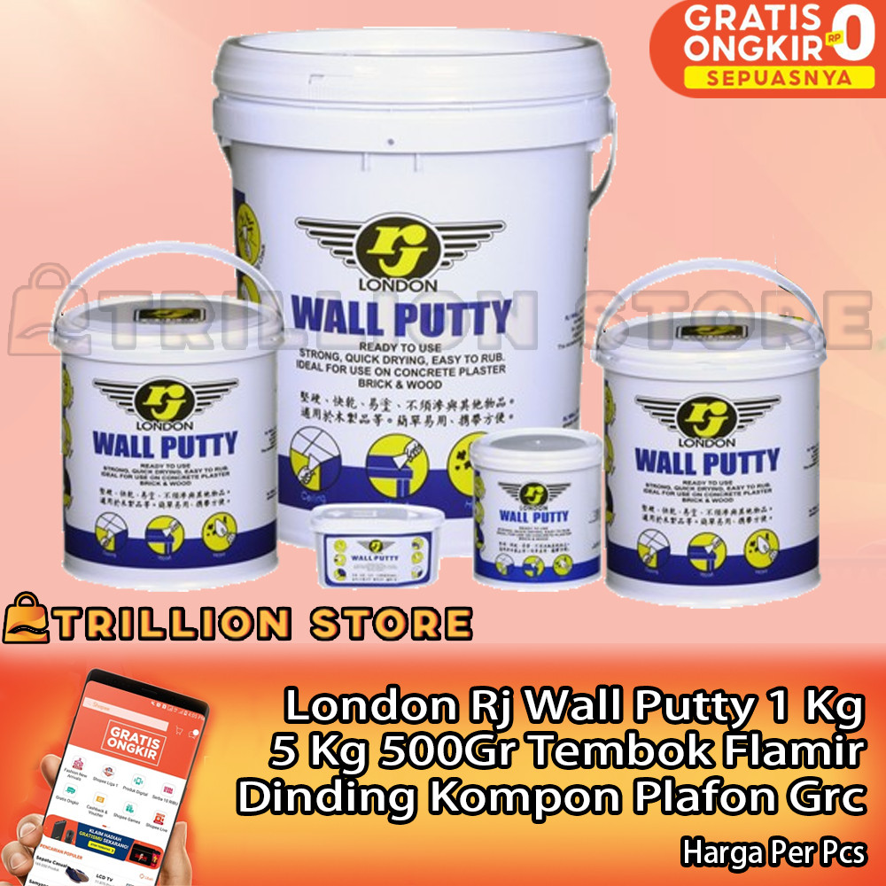 Jual Rj London Wall Putty Dempul 1 Kg Kilogram Tembok Flamir Dinding ...