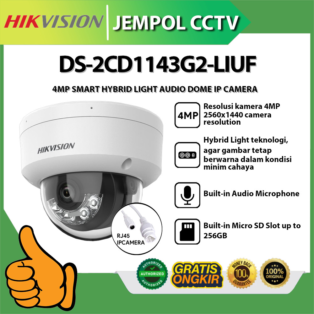 Jual HIKVISION DS-2CD1143G2-LIUF 4MP SMART HYBRID LIGHT AUDIO DOME IP CAMERA | Shopee Indonesia