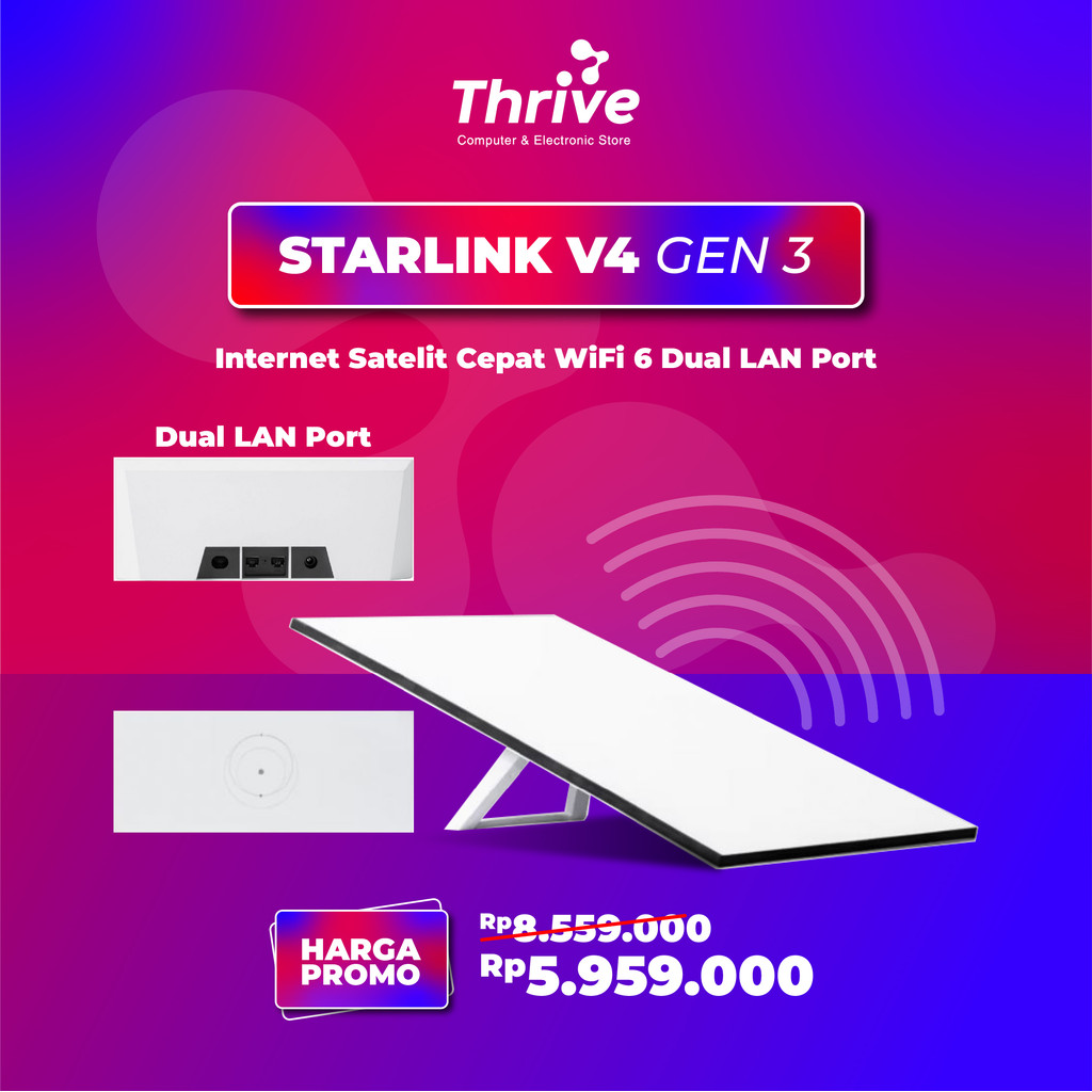 Jual Starlink Gen 3 V4 Standard Kit - Internet Satelit Cepat WiFi 6 Dual LAN Port | Shopee Indonesia