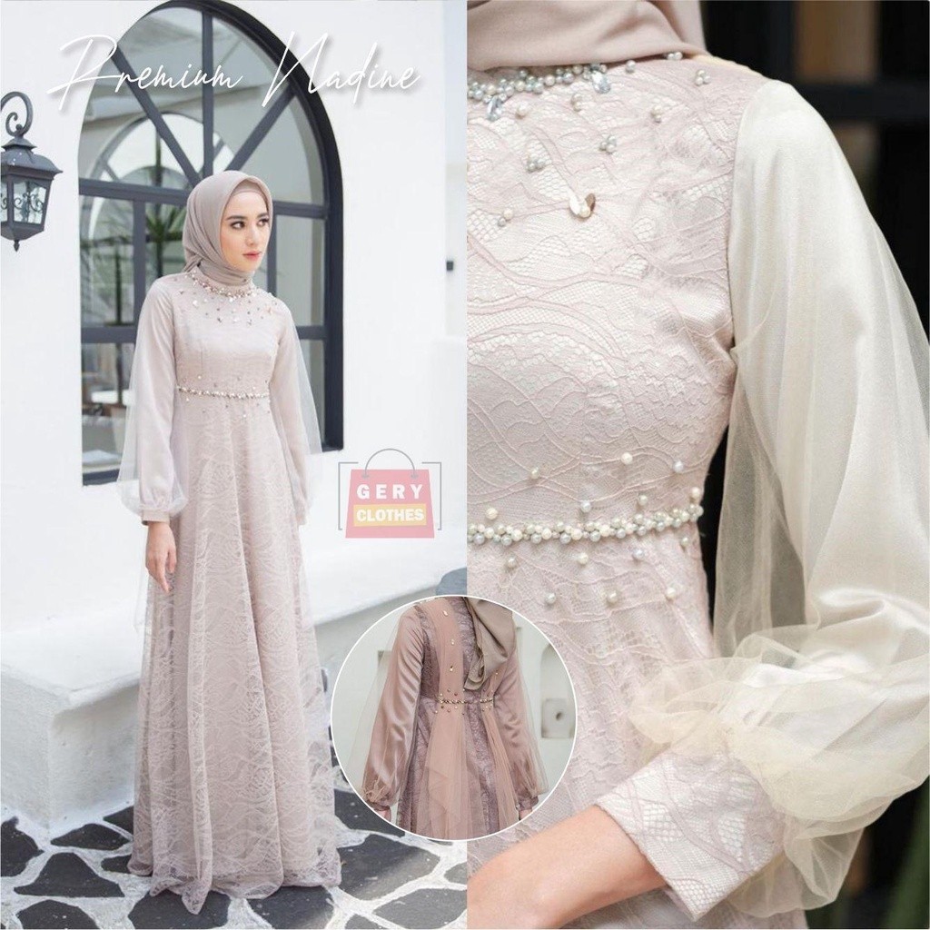 Jual Gamis Nadine Fashion Muslimah Wanita Full Lace Brokat Gaun Pesta Mewah - Gaun Kondangan ...