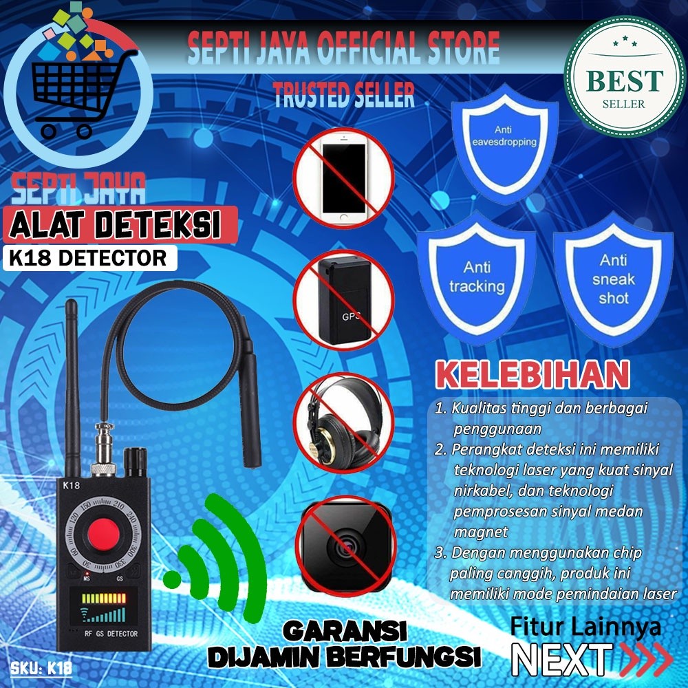 Jual RF Detector Signal K18 Alat Pendeteksi Anti Spy GSM Kamera Tersembunyi Pelacak GPS GSM ...