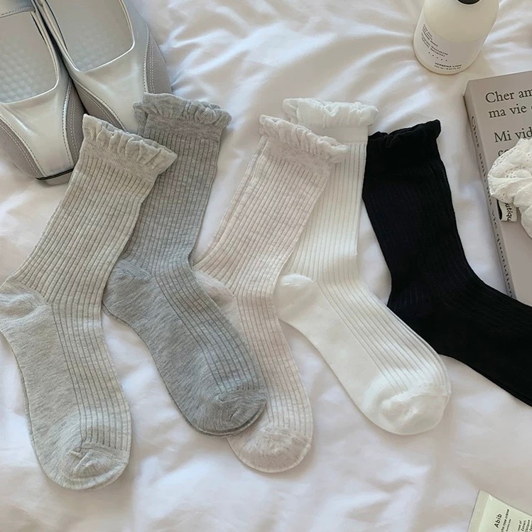 Jual Little Maple - Basic Color Korean Socks / Kaos Kaki Premium Korea ...