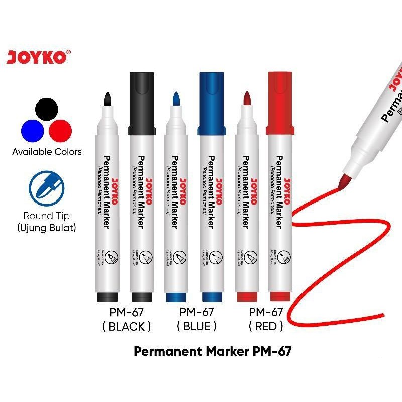 Jual Spidol Permanent Marker JOYKO PM-67 Sepidol Permanen Round Tip ...