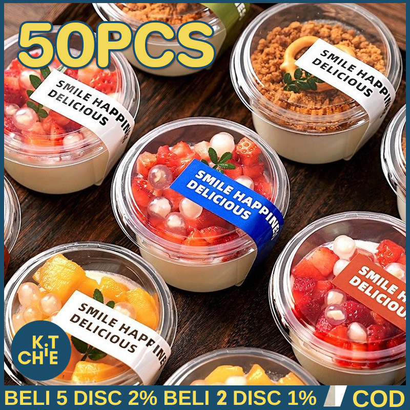 Jual KC 50pcs Kotak Dessert Korean Dessert Box Disposable Pudding Cup ...