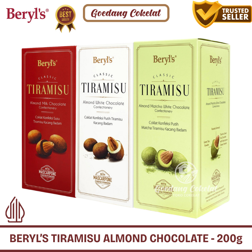 Jual Beryls Classic Tiramisu Almond Green Tea Milk White Chocolate ...