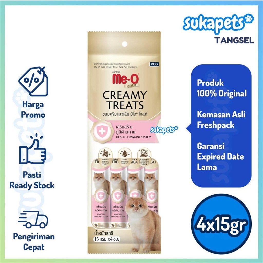 Jual Meo Gold Creamy Treats Tuna Plus Cranberry Healthy Immune 4x15gr ...
