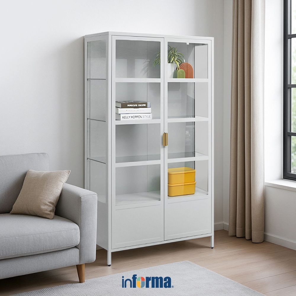 Jual Informa Penny Kabinet 2 Pintu Kaca High - Abu-Abu Muda Lemari ...