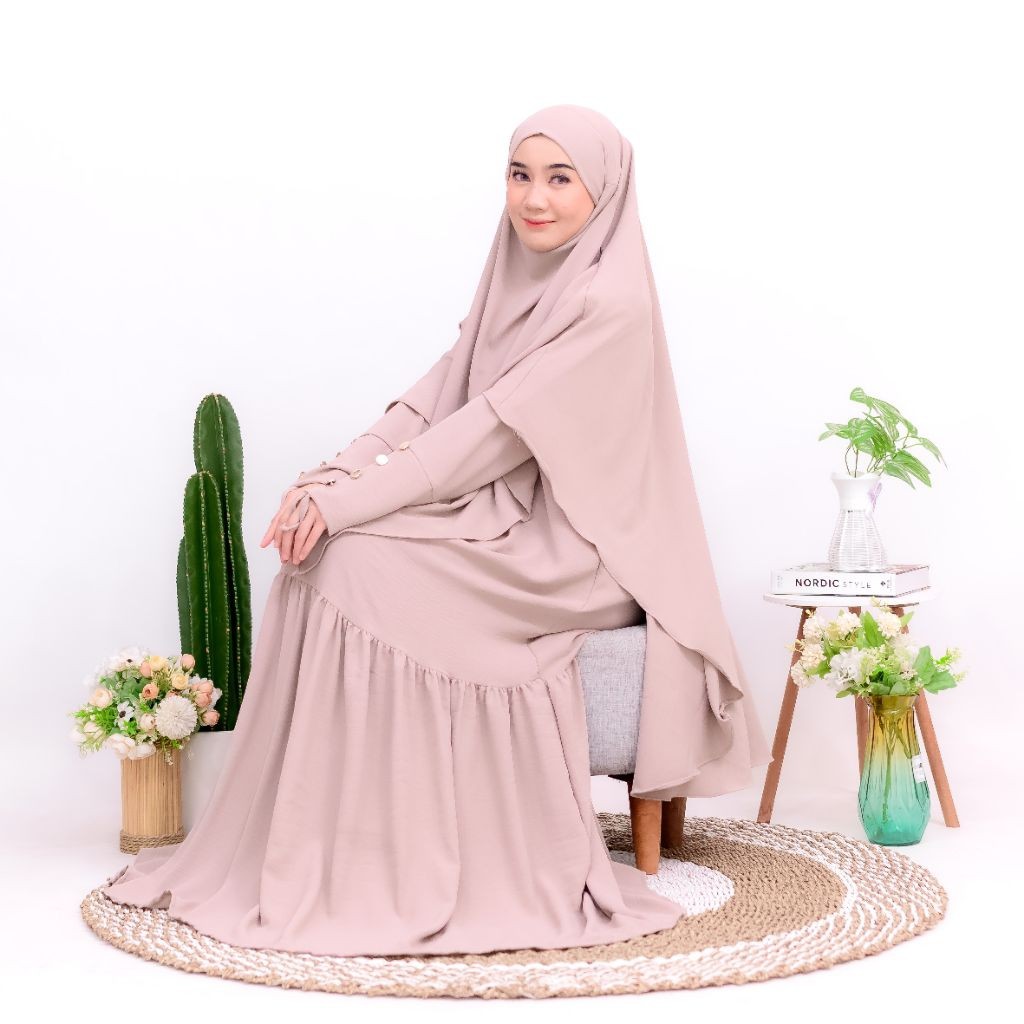 Jual Abaya gamis set khimar terbaru 2025 abaya Qinan gamis Crinkcle airflow premium abaya umroh ...