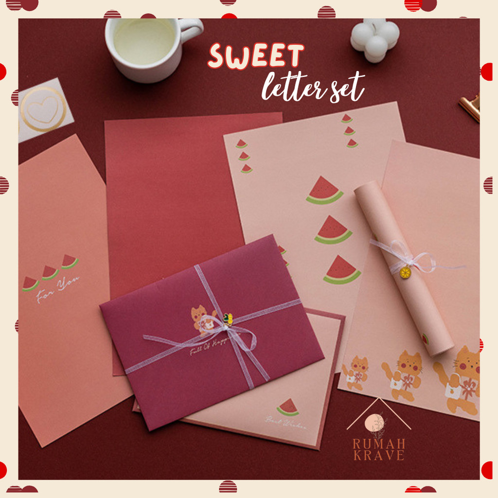 Jual RUMAH KRAVE - Sweet Letter Set Kertas Surat dan Amplop Motif ...