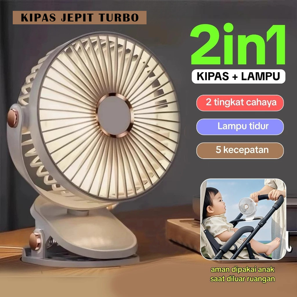 Jual Kipas Mini Jepit Portable Kipas Angin Cas USB 20000mAh + Lampu ...
