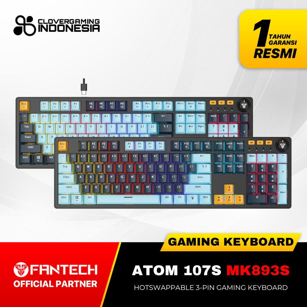 Jual Fantech Atom107S MK893S Mizu Edition Wired Mechanical Gaming Keyboard LED Hotswap 3-Pin ...
