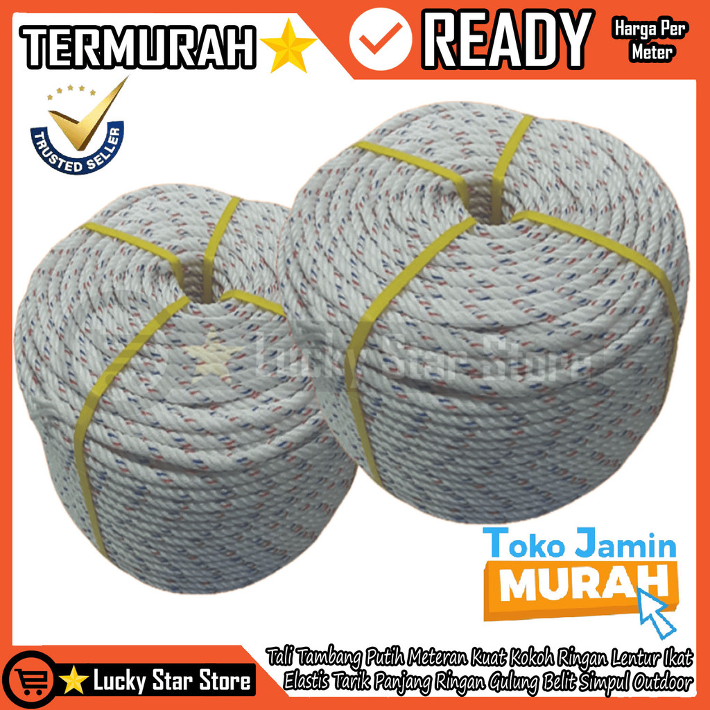 Jual Tali Tambang Putih Meteran Kuat Lentur Elastis Tarik Panjang Tebal ...