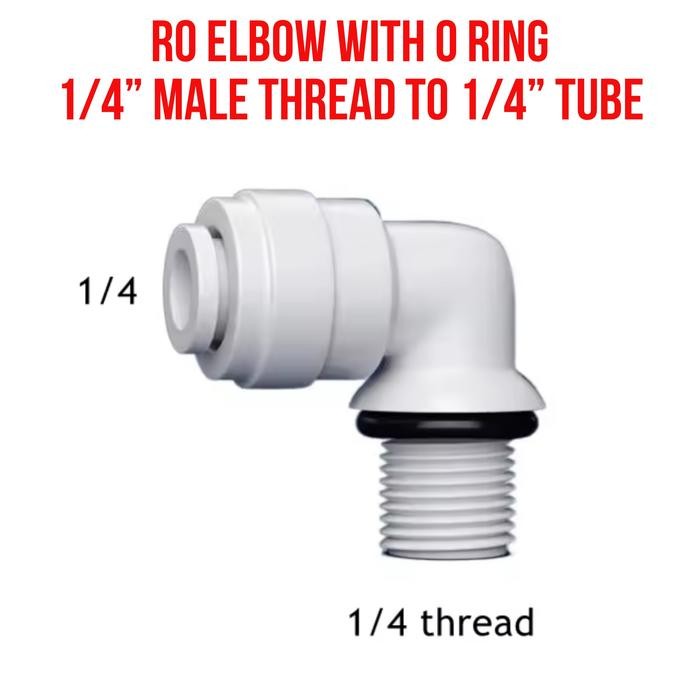 Jual HOJI Fitting Konektor Elbow Siku Membran Air RO 1/4 Inch Drat Luar ...