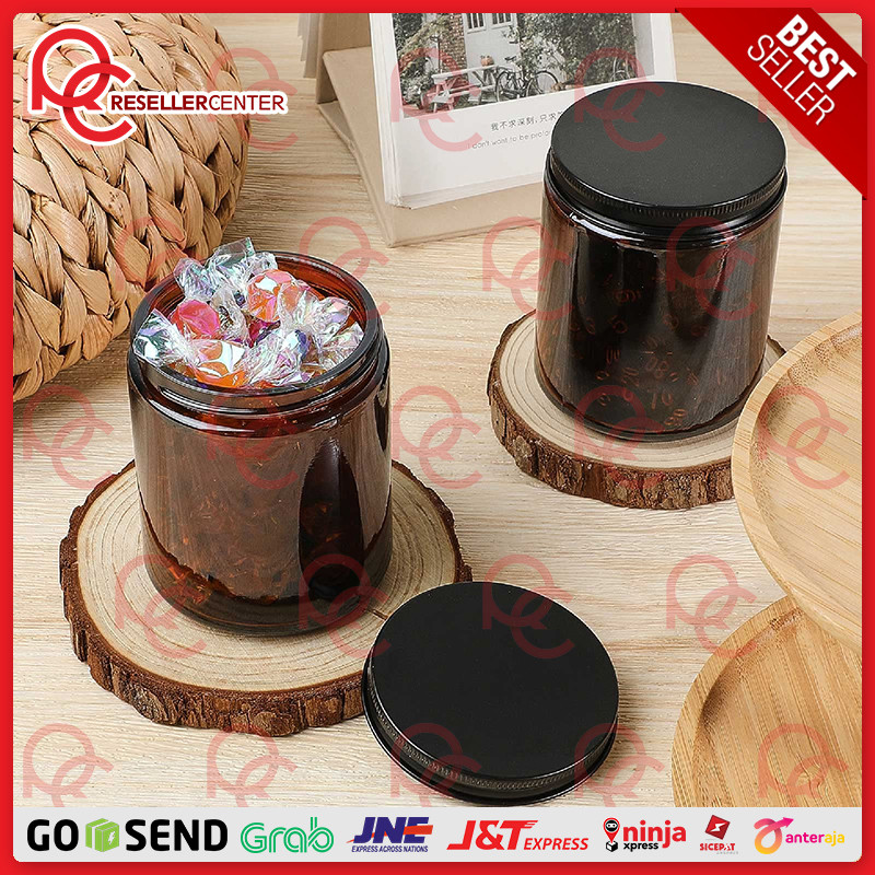 Jual Jar Kaca Amber Bulat Tutup Aluminium Hitam / Amber Glass Jar 50 ML ...