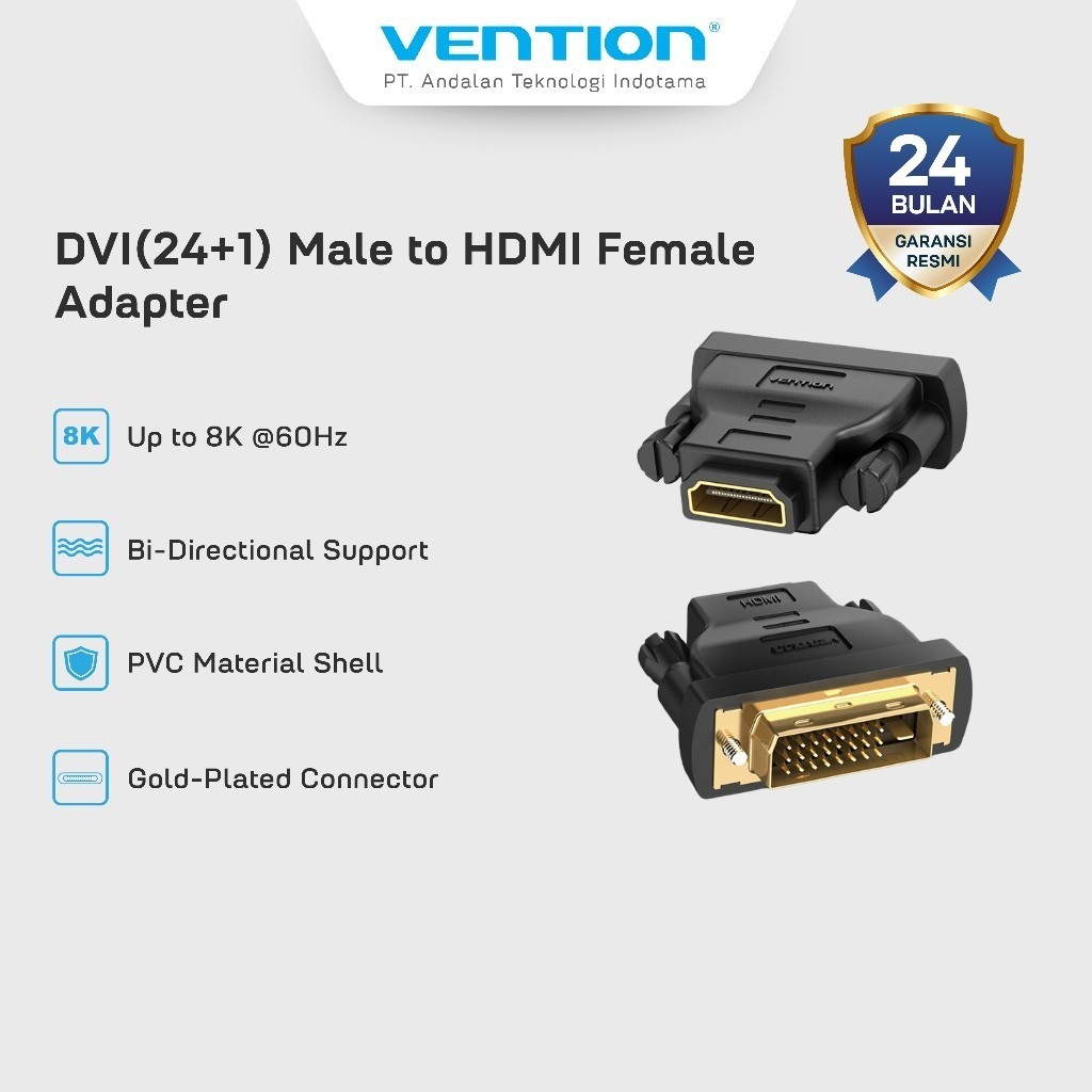 Jual Vention DVI (24+1) Male to HDMI Female Adapter 1080P FULL HD High ...