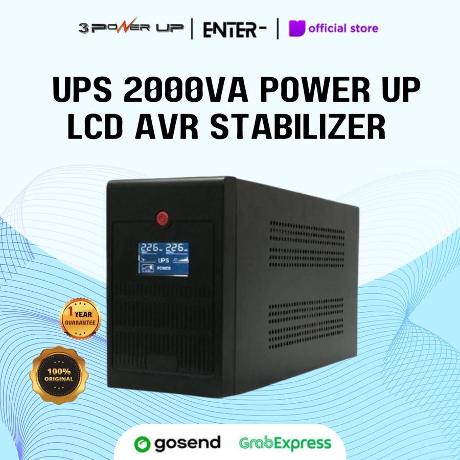 Jual UPS 2000VA 3 Power Up LCD AVR Stabilizer Plus Port USB | Shopee Indonesia
