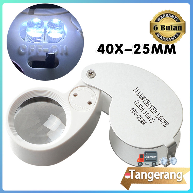 Jual Pembesar Kaca Geologi LED 40x Lup Kaca Pembesar Lipat Perhiasan ...