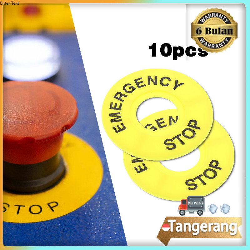 Jual 10pcs Emergency Stop Caution Sign Name Plate 60 mm/22 mm | Shopee ...