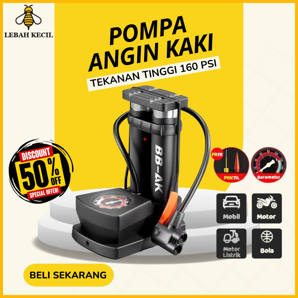 Jual Pompa Angin Injak Kaki Tekanan Tinggi Mini Foot Pump Portable | Shopee Indonesia