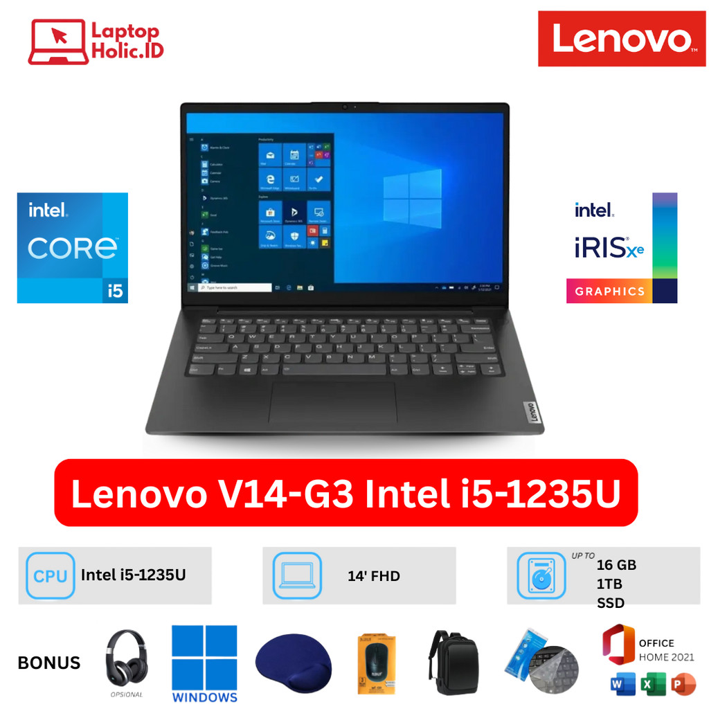 Jual LENOVO V14 G3 i5-1235U RAM 16GB SSD 1TB SSD INTEL IRIS XE 14" FHD ...