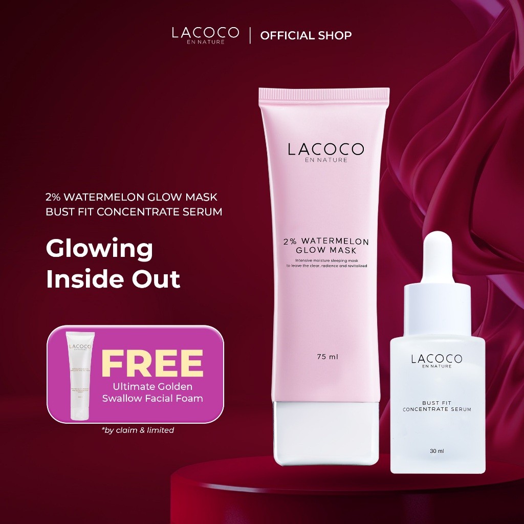Jual [Lacoco x Kibiels] Glowing Inside Out (Bust Fit Concentrate Serum + 2% Watermelon Glow Mask ...