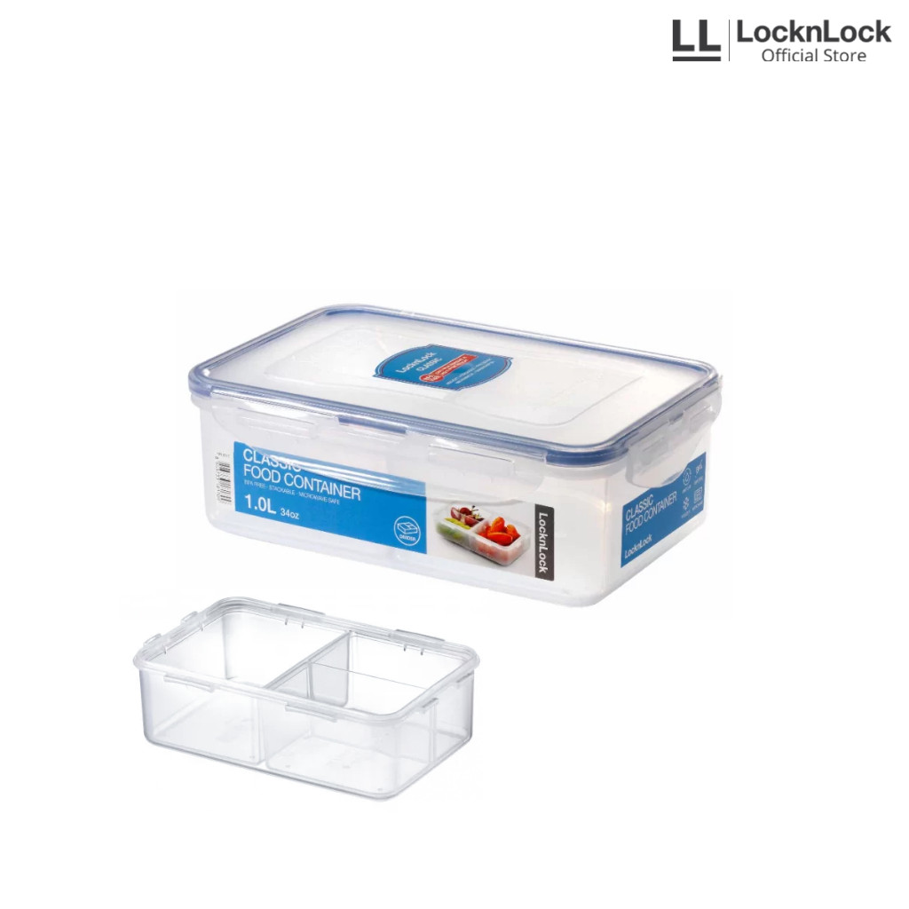 Jual LocknLock Classic Kotak Makan Rectangular Short 1L With Divider - HPL817C | Shopee Indonesia