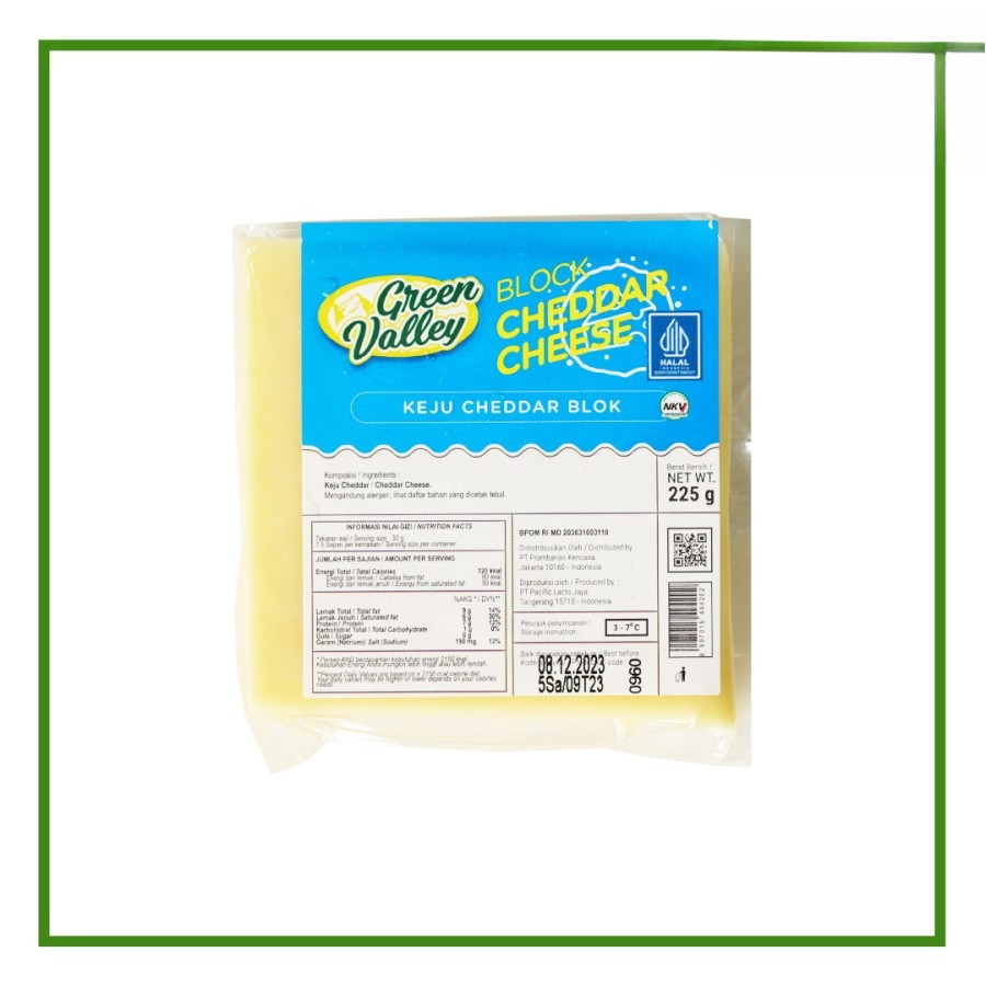 Jual Keju Cheddar Block Green Valley 225g - Asli, Halal, Potong Sendiri ...