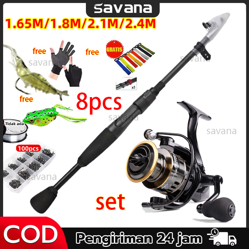 Jual Joran Pancing Set Anak 1.6M-2.4M - Reel Pancing HE500 - 7000 30 Kg ...