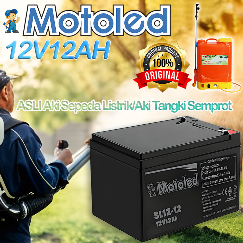 Jual MOTOLED ASLI Aki Sepeda Listrik Aki 12V 12AH （Kemasan tebal）Aki Semprotan Pertanian/ Aki ...
