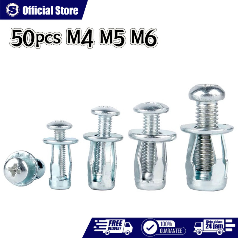 Jual Jack Nuts Sekrup M4 M5 M6 Bahan Metal 50pcs Metal Screw Untuk ...