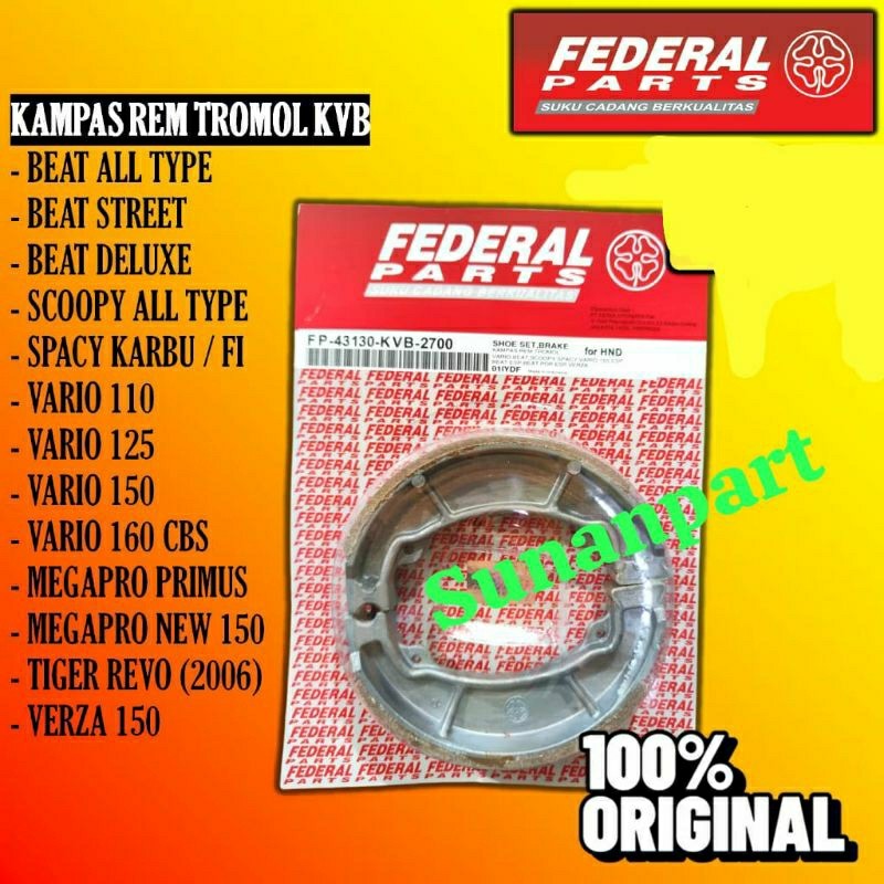 Jual Kampas Rem Belakang Federal Parts VARIO, BEAT, SCOOPY, NEW TIGER ...