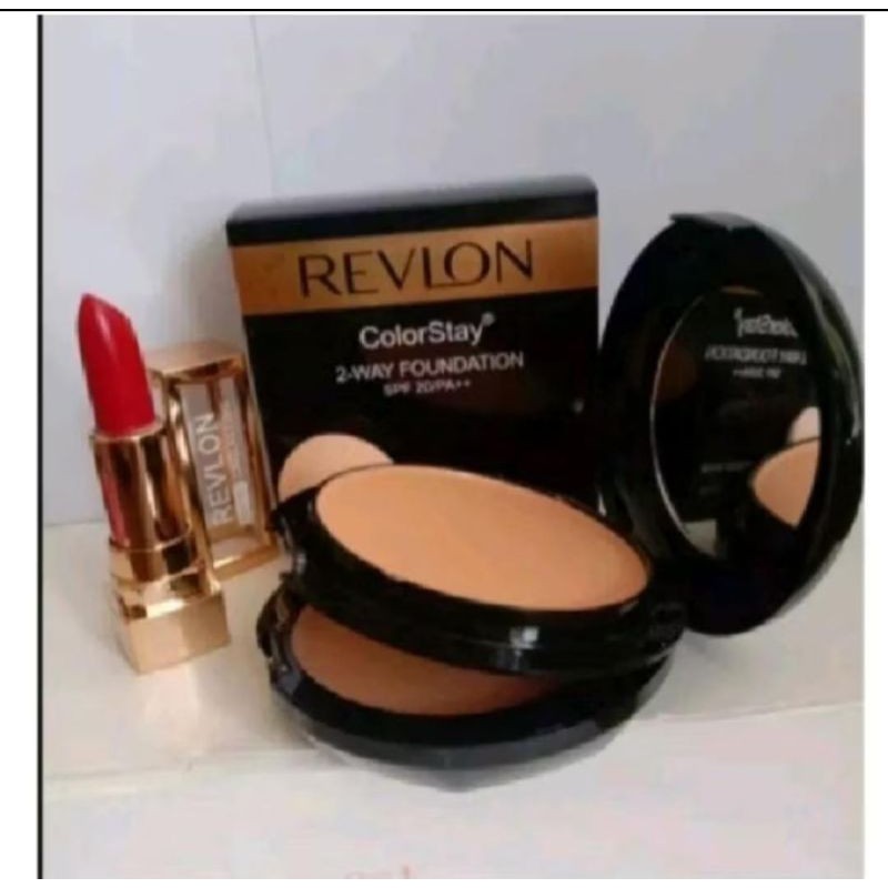 Jual Tebus MurahBedak& Foundation 2 in 1 + Lipstik Tahan lama Maybelline/Revlon COD | Shopee ...