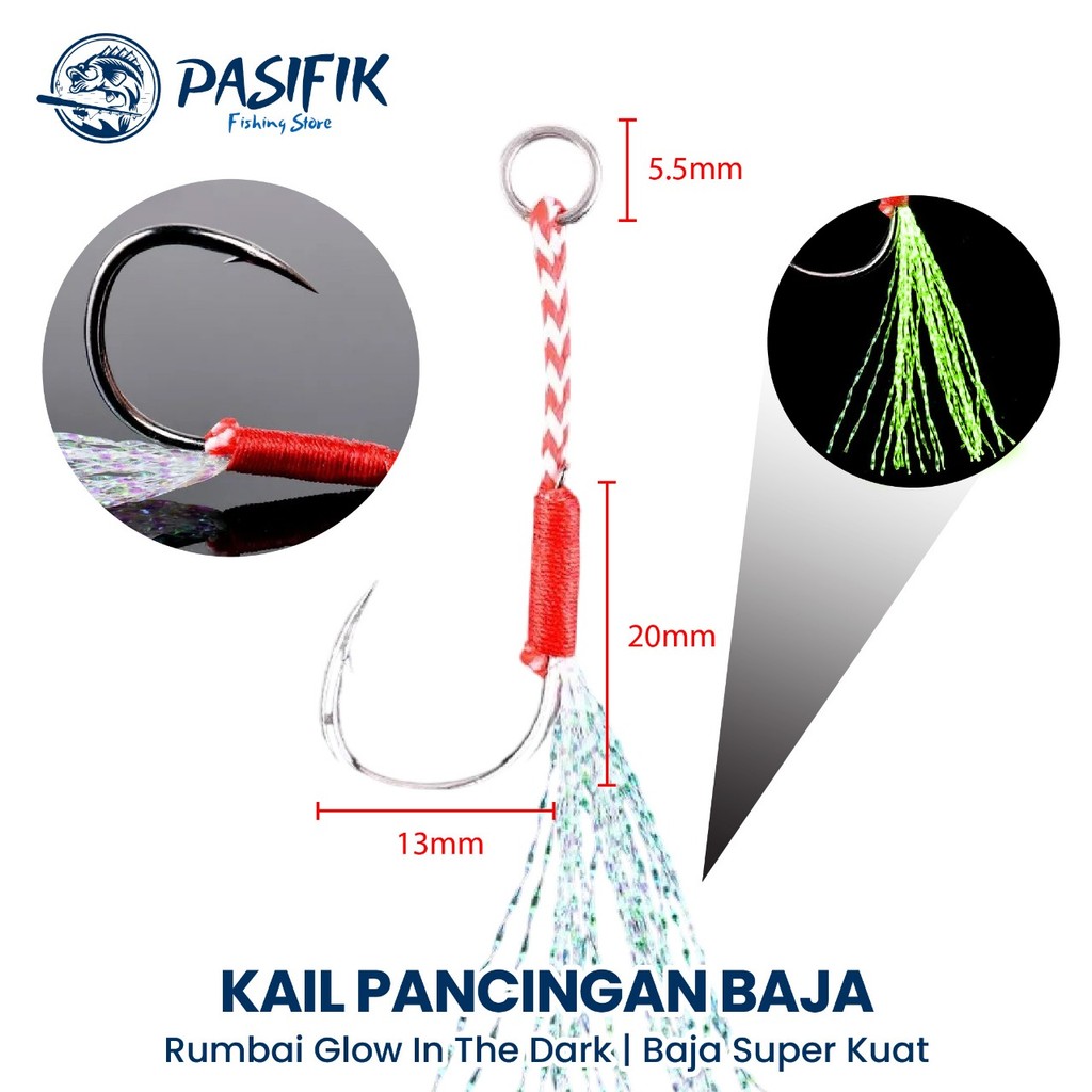 Jual Kail Pancing Baja Hook Glow in The Dark Anti Karat dan Tajam Cocok ...