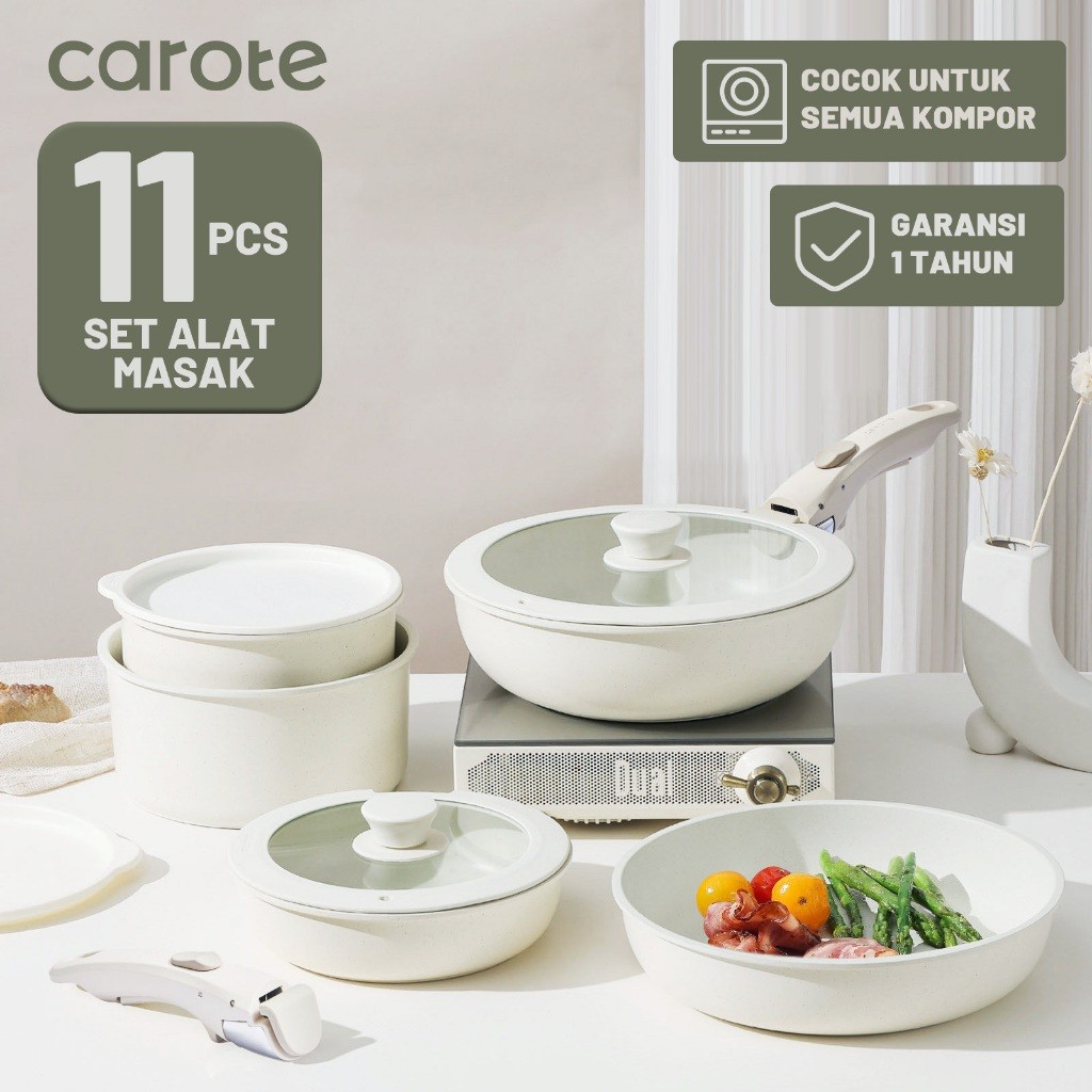 Jual CAROTE Peralatan Masak Set 11 PCS Dengan Gagang Lepas Pasang ...
