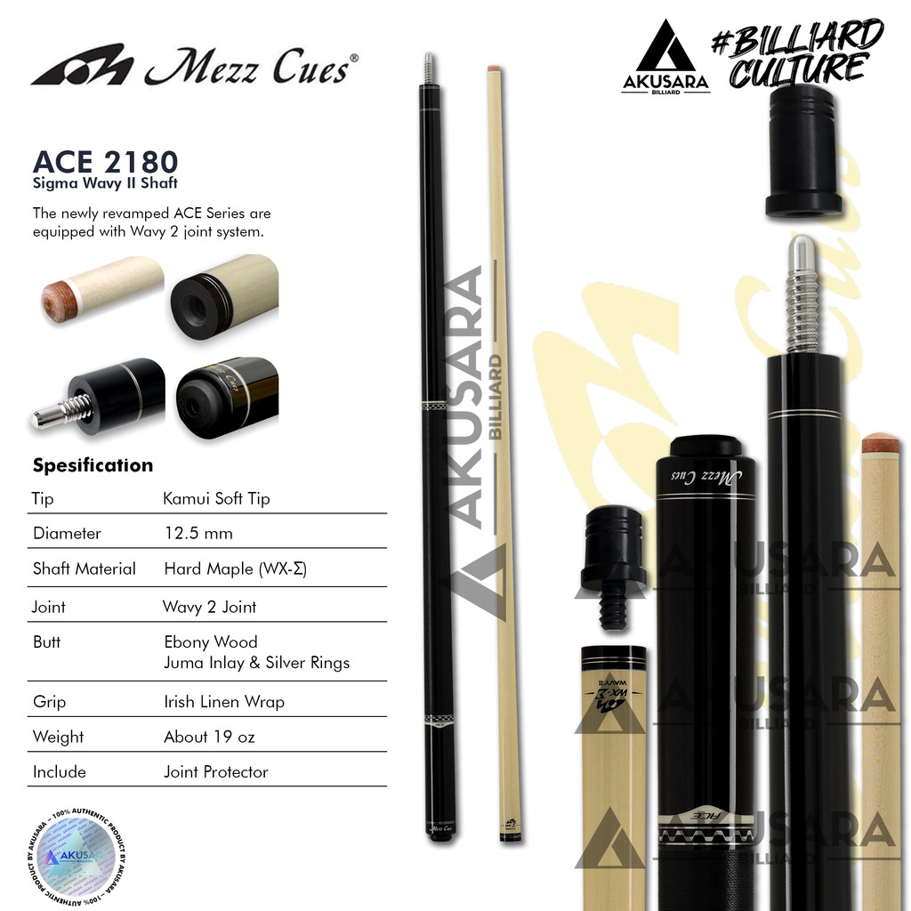 Jual Stik Mezz Ace 2180 + Shaft WX Sigma Ebony Maple Play Cue billiard | Shopee Indonesia