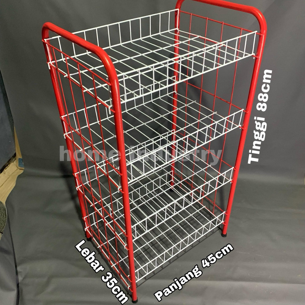 Jual Rak chiki serbaguna mini susun 4 warna merah/rak jajan/rak display ...