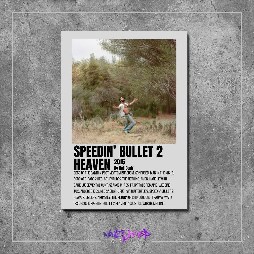 Jual Poster kayu Album cover musik dan judu lagu Speedin' Bullet 2 Heaven by Kid Cudi poster ...