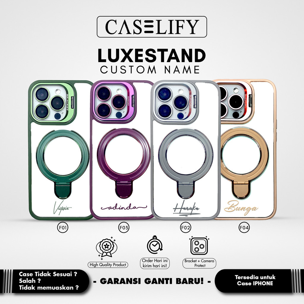 Jual CASELIFY custom name luxe stand magnetic compatible with iphone ...