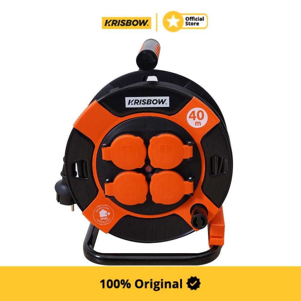 Jual Krisbow 40 mtr Kabel Roll 4 Socket - Hitam/OranyeCable Reel Lg ...