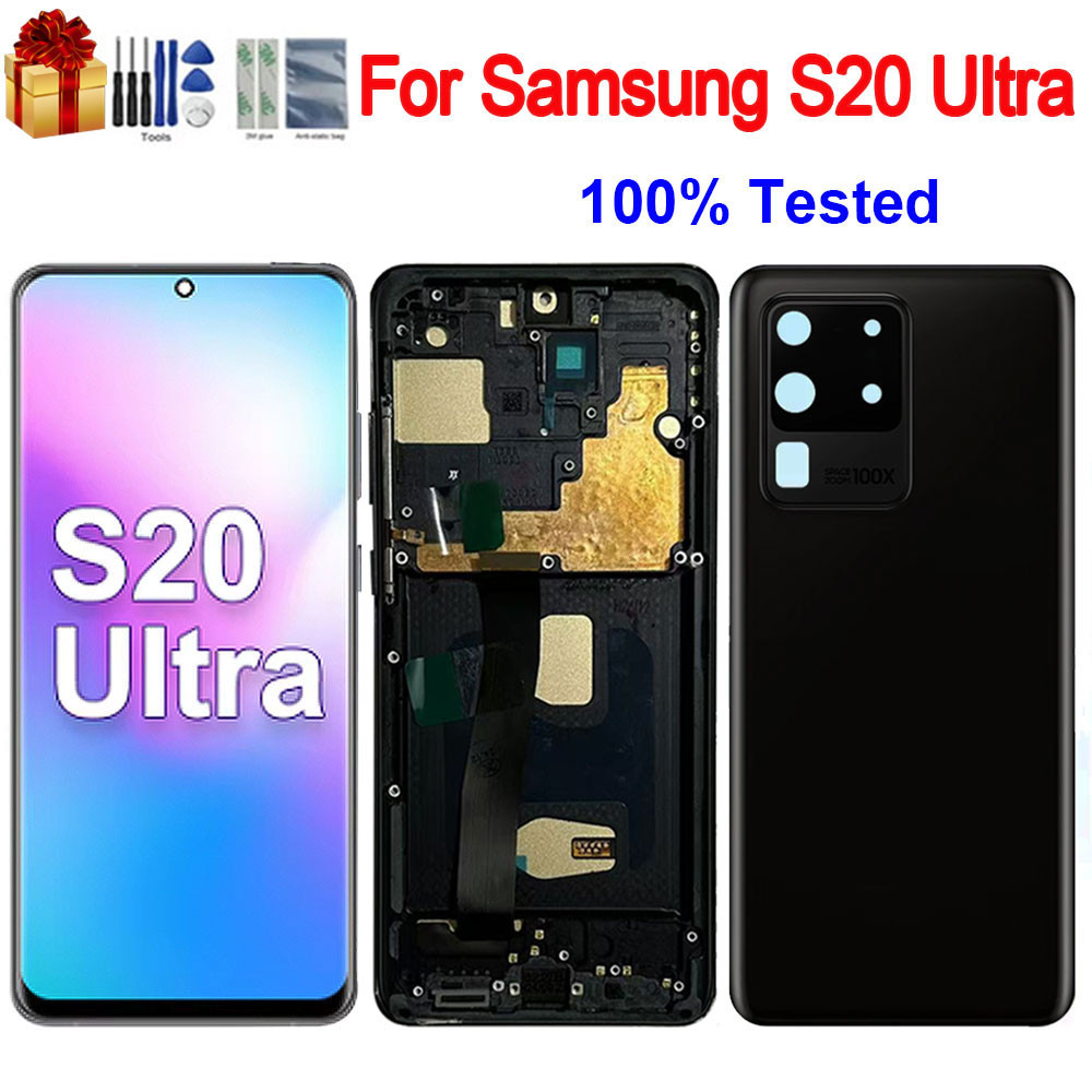 Jual 100% Tested For Samsung S20 Ultra LCD Display With Frame Touch ...