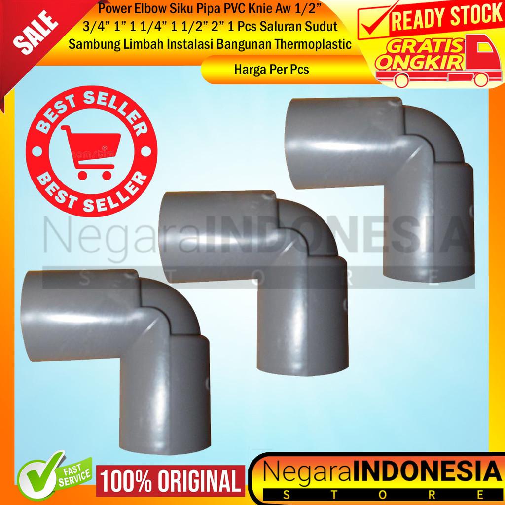 Jual Power Elbow Siku Pipa PVC Knie Aw 1/2” 3/4” 1” 1 1/4” 1 1/2” 2” 1 ...