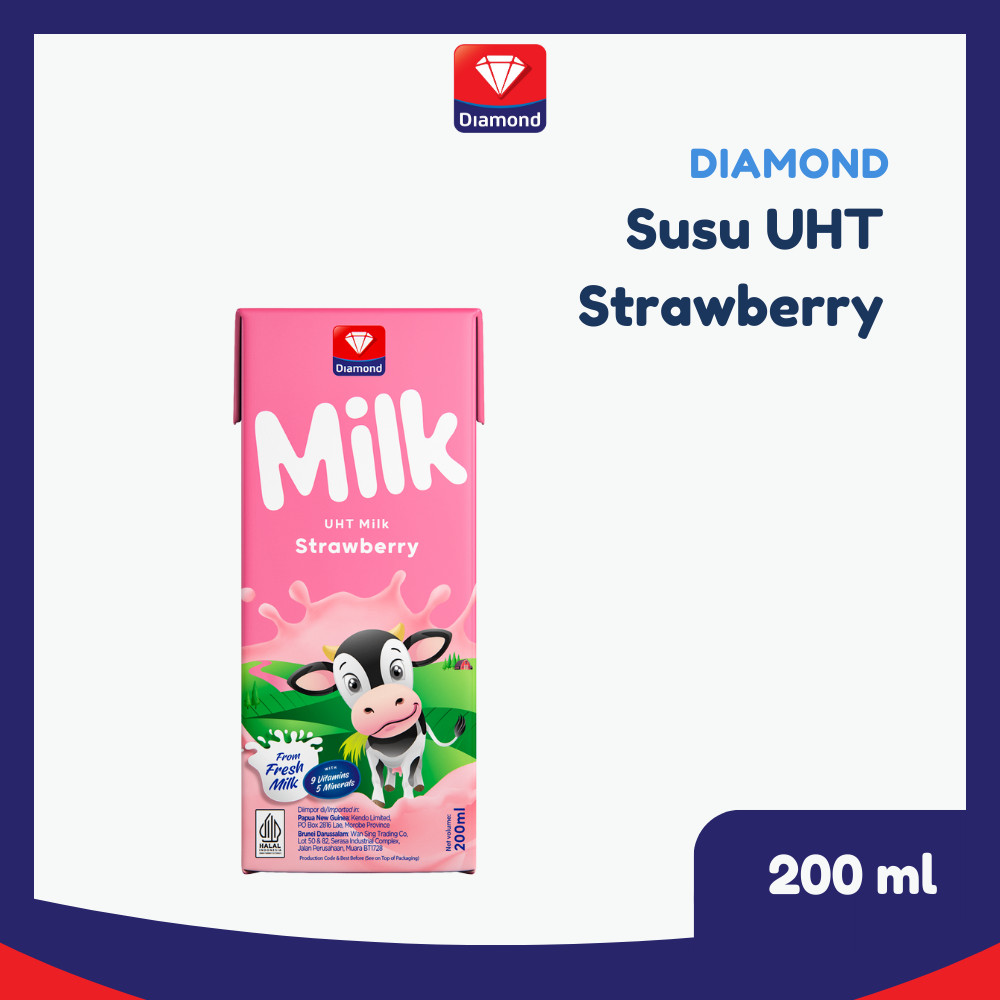 Jual Diamond Milk Susu UHT Strawberry Sleeve 200 ML | Shopee Indonesia
