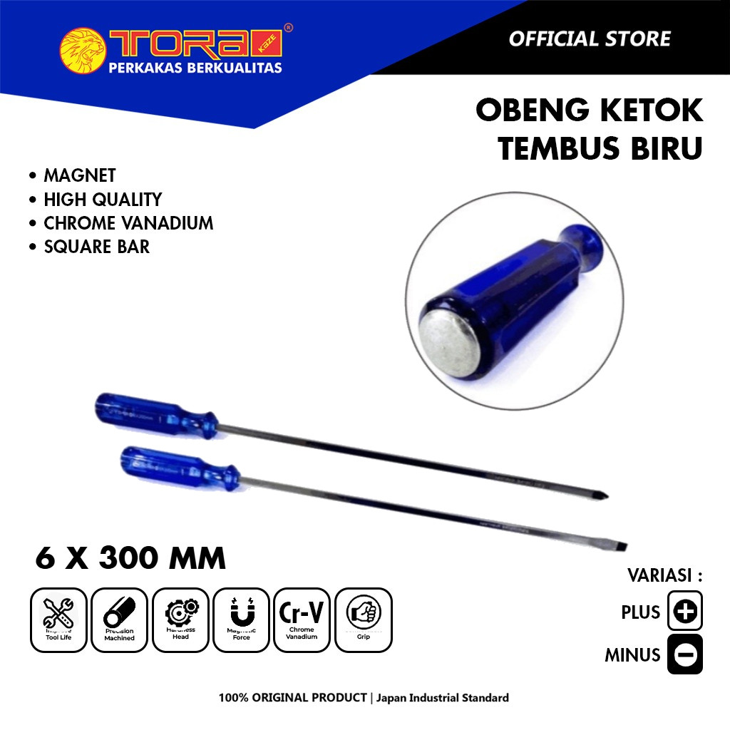 Jual TORA Obeng Ketok 6 x 300 mm Tembus Biru - Screwdriver Square Bar ...