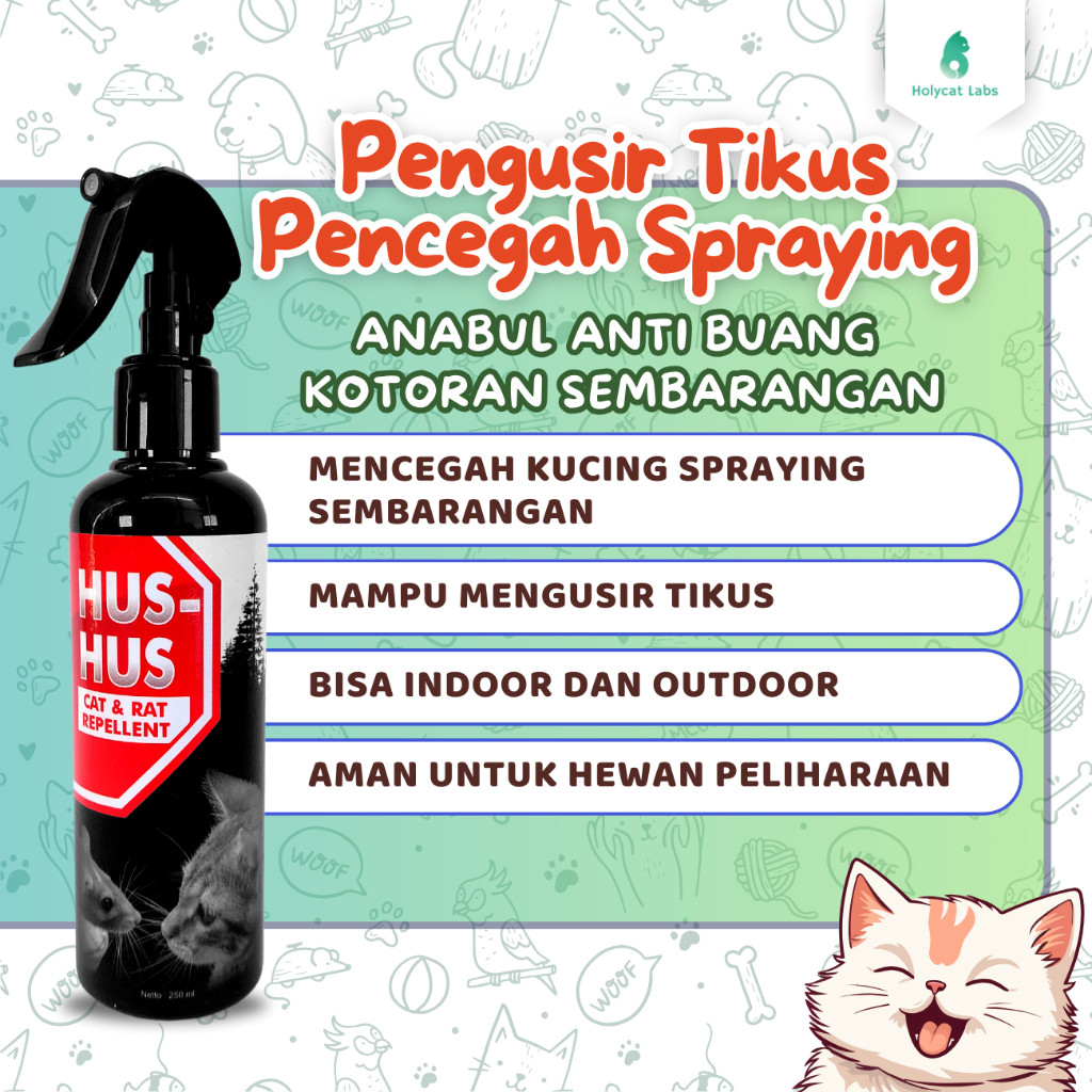 Jual HUS HUS 250ml RAT CAT Repellent Disinfectant - Spray Anti Kucing ...