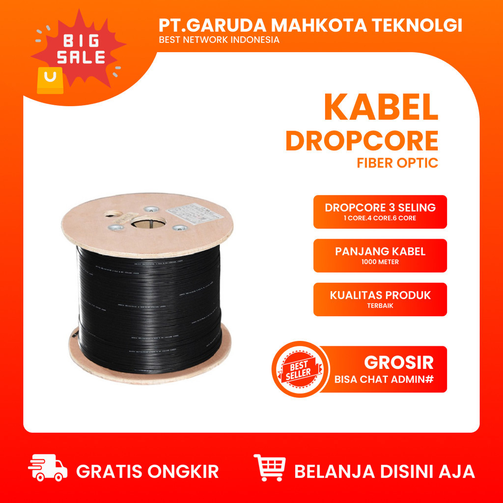 Jual (NEW) Kabel Dropcore Fiber Optic 1 Core 3 Seling 1000M High ...
