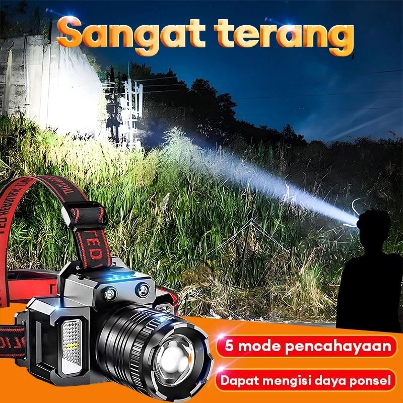 Jual Headlamp Outdoor Senter Kepala 300 Watt Super Terang Anti Air ...