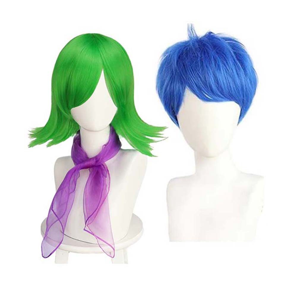 Jual Inside Out 2 Disgust Joy Cosplay Wig Green Blue Short Hair Movie ...