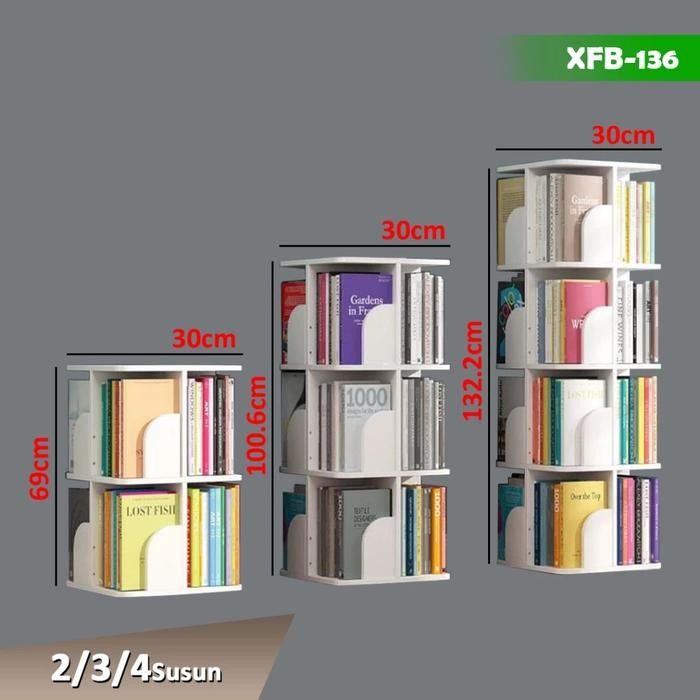 Jual DHWE Rak Buku Putar Model Kotak & Bulat Dekorasi Ruangan ...